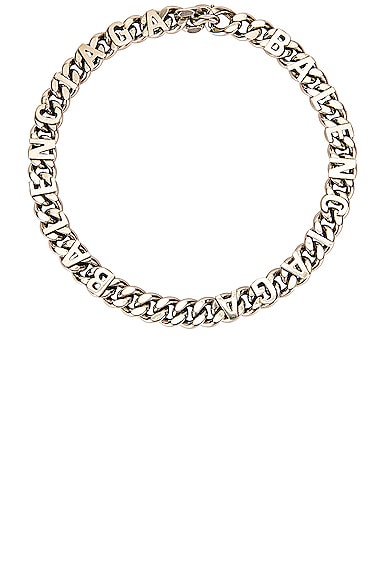 Balenciaga Logo Chain Necklace in Antique Silver | FWRD