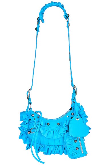 Balenciaga XS Le Cagole Ruffle Bag in Azur Blue | FWRD