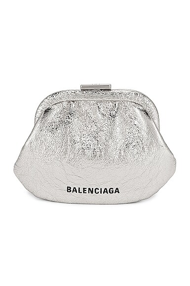Balenciaga Cloud Coin Purse in Silver | FWRD