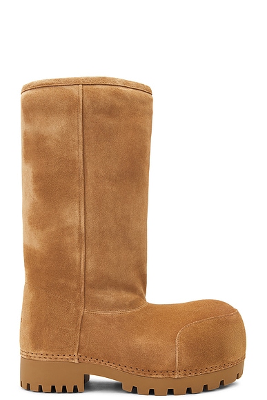 Balenciaga Alaska Fur High Boot in Brown & White | FWRD