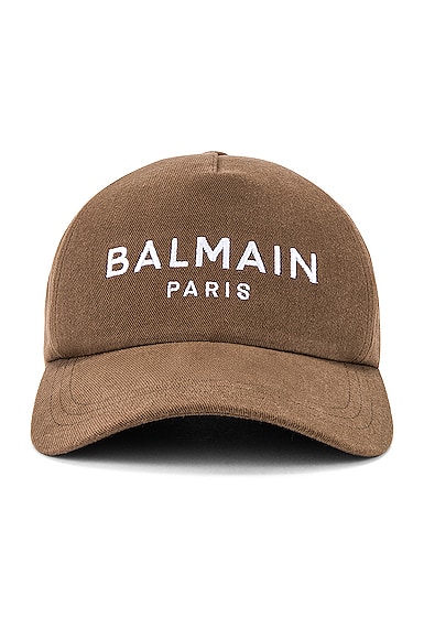 BALMAIN Cap in Taupe & Blanc | FWRD