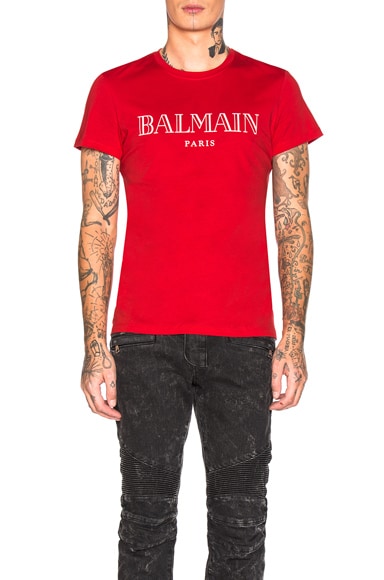 BALMAIN Balmain Paris T-Shirt in Rouge | FWRD