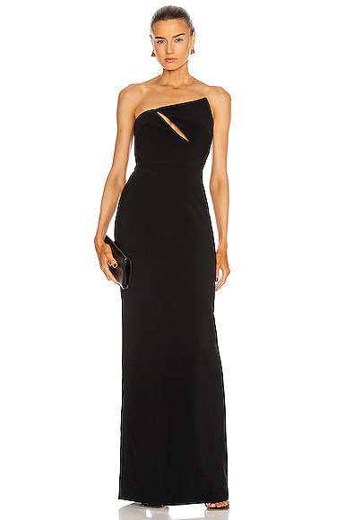 Brandon Maxwell Strapless Cutout Column Gown in Black | FWRD