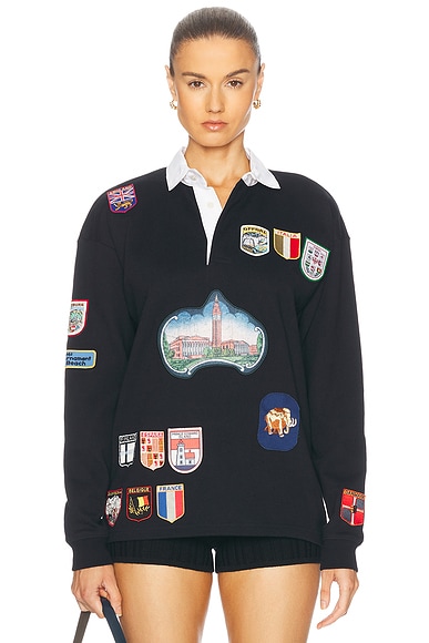 BODE Multi-patch Rugby Shirt in Black | FWRD