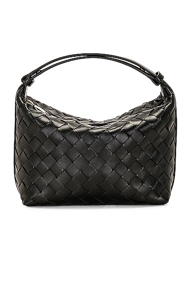 Bottega Veneta Small Wallace Shoulder Bag in Black & Gold | FWRD