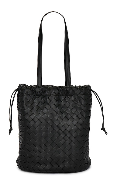 Bottega Veneta Medium Drawstring Bag in Dark Green & Muse Brass | FWRD