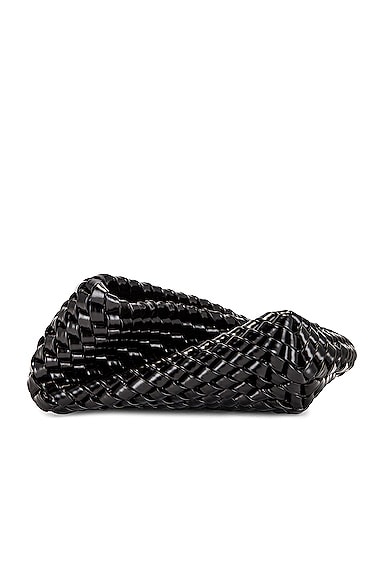 Bottega Veneta Slanted Clutch in Black & Silver | FWRD