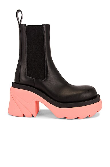 Bottega Veneta Flash Boots in Black & Flamingo | FWRD