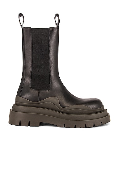 Bottega Veneta Tire Chelsea Boots in Black & Camping | FWRD