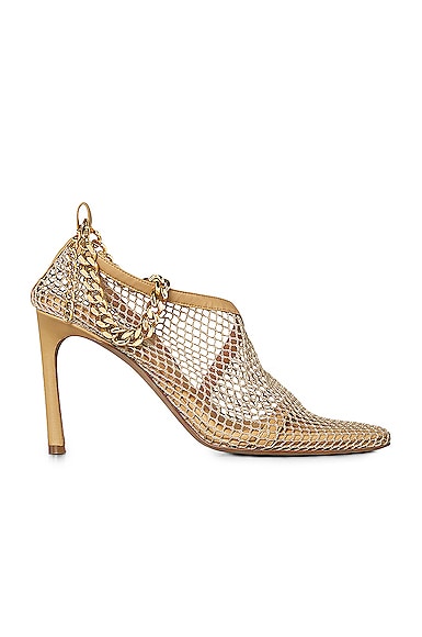 Bottega Veneta Mesh Chunky Chain Heels in Beige & Gold | FWRD