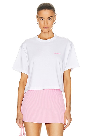 Burberry Laurel Cropped T-shirt in White | FWRD