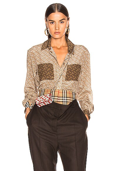 Burberry Monogram Contrast Top in Light Camel | FWRD