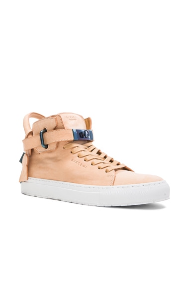 Buscemi 100MM High Top Leather Sneakers in Vegan Tan | FWRD