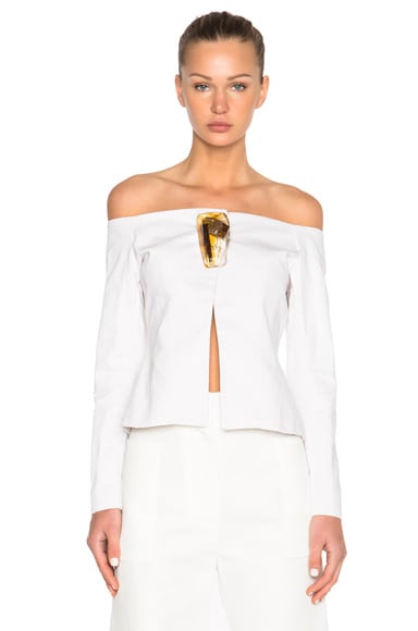 Christopher Esber Shoulderless Jacket in White Denim | FWRD
