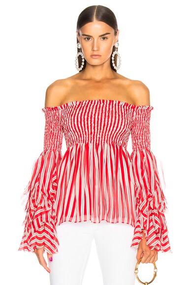 CAROLINE CONSTAS Alessandra Top in Red | FWRD