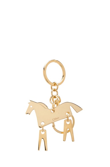 Chloe Horse Plated Key Ring in Gold | FWRD