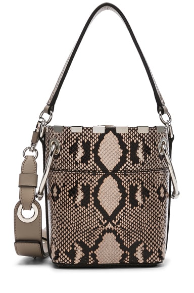 Chloe Mini Roy Python Print Leather Bucket Bag in Eternal Grey | FWRD