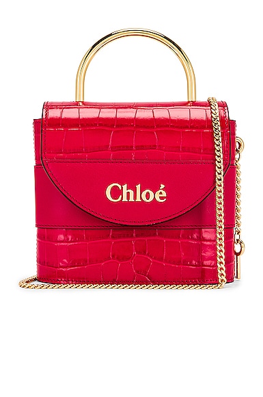 Chloe Small Abylock Embossed Croc Padlock Bag in Crimson Pink | FWRD