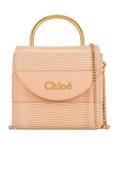 Chloe Small Abylock Embossed Lizard Padlock Bag in Delicate Pink | FWRD