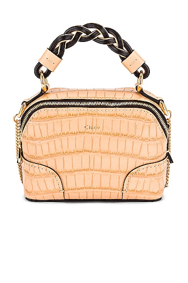 Chloe Mini Daria Embossed Croc Bag in Sandy Beige | FWRD