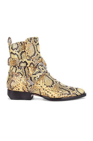 Chloe Python Print Rylee Boots in Wheat Yellow | FWRD