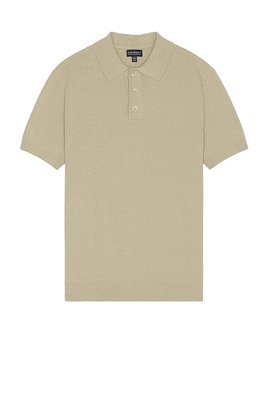 Club Monaco Short Sleeve Boucle Polo in Khaki | FWRD