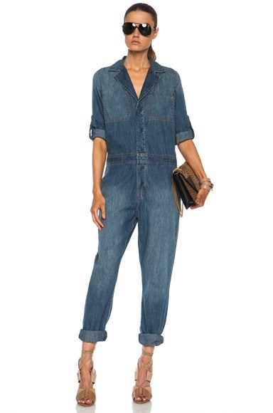 Current/Elliott The Mechanic Cotton Jumpsuit in Miner | FWRD Current/Elliott The Mechanic Cotton Jumpsuit in Miner | FWRD