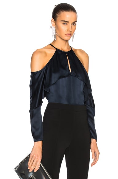 Cushnie Cold Shoulder Keyhole Top in Midnight | FWRD