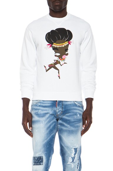 DSQUARED Character Cotton Sweatshirt in White | FWRD