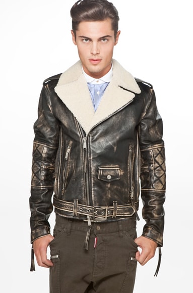 DSQUARED Leather Kiodo Jacket in Black | FWRD