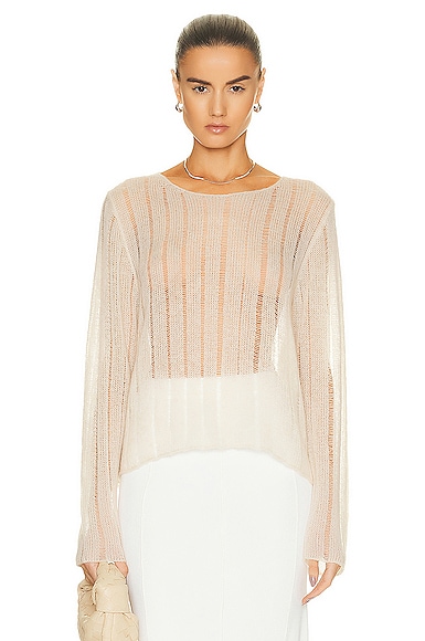 The Elder Statesman Nimbus Drop Needle Sweater in Beige | FWRD