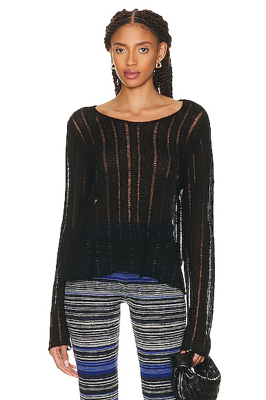 The Elder Statesman Nimbus Drop Needle Sweater in Black | FWRD