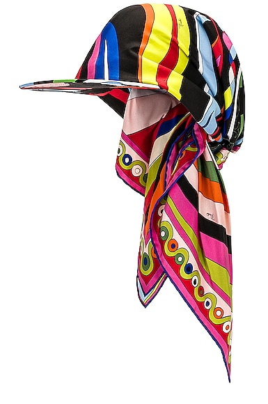 Emilio Pucci Silk Twill Hat in Nero & Rosso | FWRD