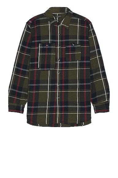 Engineered Garments Work Shirt in Green & Navy | FWRD