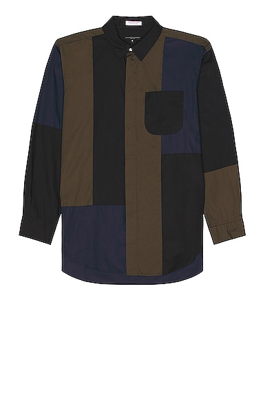 Engineered Garments Combo Short Collar Shirt in Black | FWRD