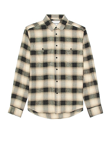 FRAME Plaid Shirt in Noir & Light Beige | FWRD