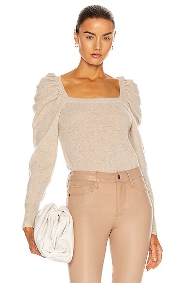 FRAME Femme Square Neck Sweater in Oatmeal Heather | FWRD