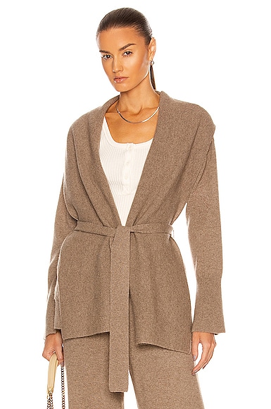 FRAME Oversized Tied Cardigan in Spelt | FWRD