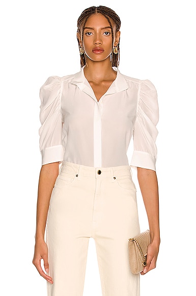 FRAME Gillian Top in Off White | FWRD