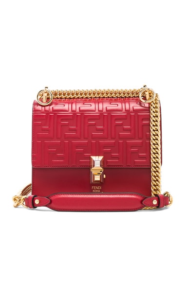 Fendi Small Logo Embossed Kan I in Red | FWRD