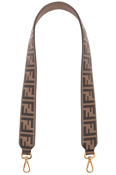 Fendi Logo Embossed Bag Strap in Black & Brown | FWRD