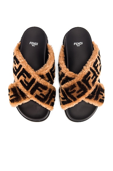 Fendi Logo Slides in Black | FWRD