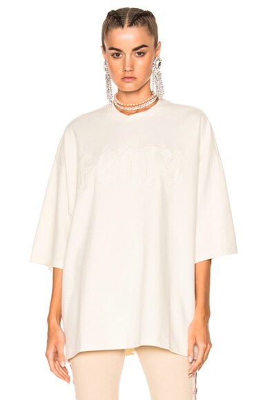 Fenty by Puma Oversized Crewneck Tee in Vanilla Ice | FWRD