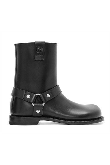 R13 Leather Double Stack Boots in Black Floral | FWRD