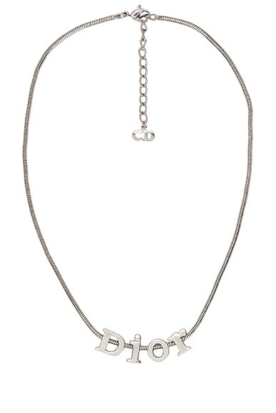 FWRD Renew Dior Snake Logo Necklace in Silver | FWRD