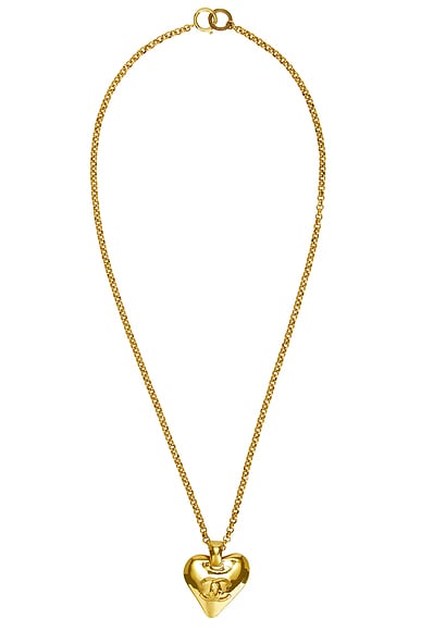 FWRD Renew Chanel Coco Mark Rhinestone Necklace in Gold | FWRD FWRD Renew Chanel Coco Mark Rhinestone Necklace in Gold | FWRD