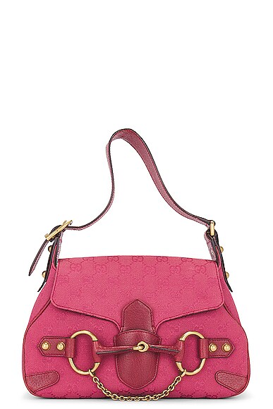 FWRD Renew Gucci Horsebit Shoulder Bag in Red | FWRD