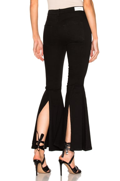 Frankie High Rise Flare with Back Opening Slits in Black | FWRD