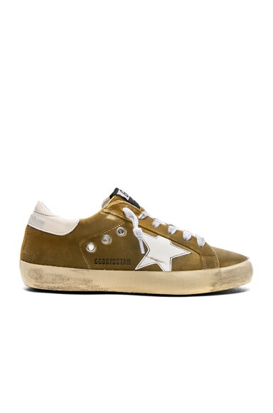 Golden Goose Velvet Superstar Sneakers in Gold Velvet | FWRD