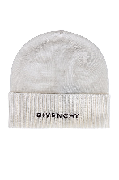 Givenchy 4G Beanie in Ivory & Chocolate | FWRD